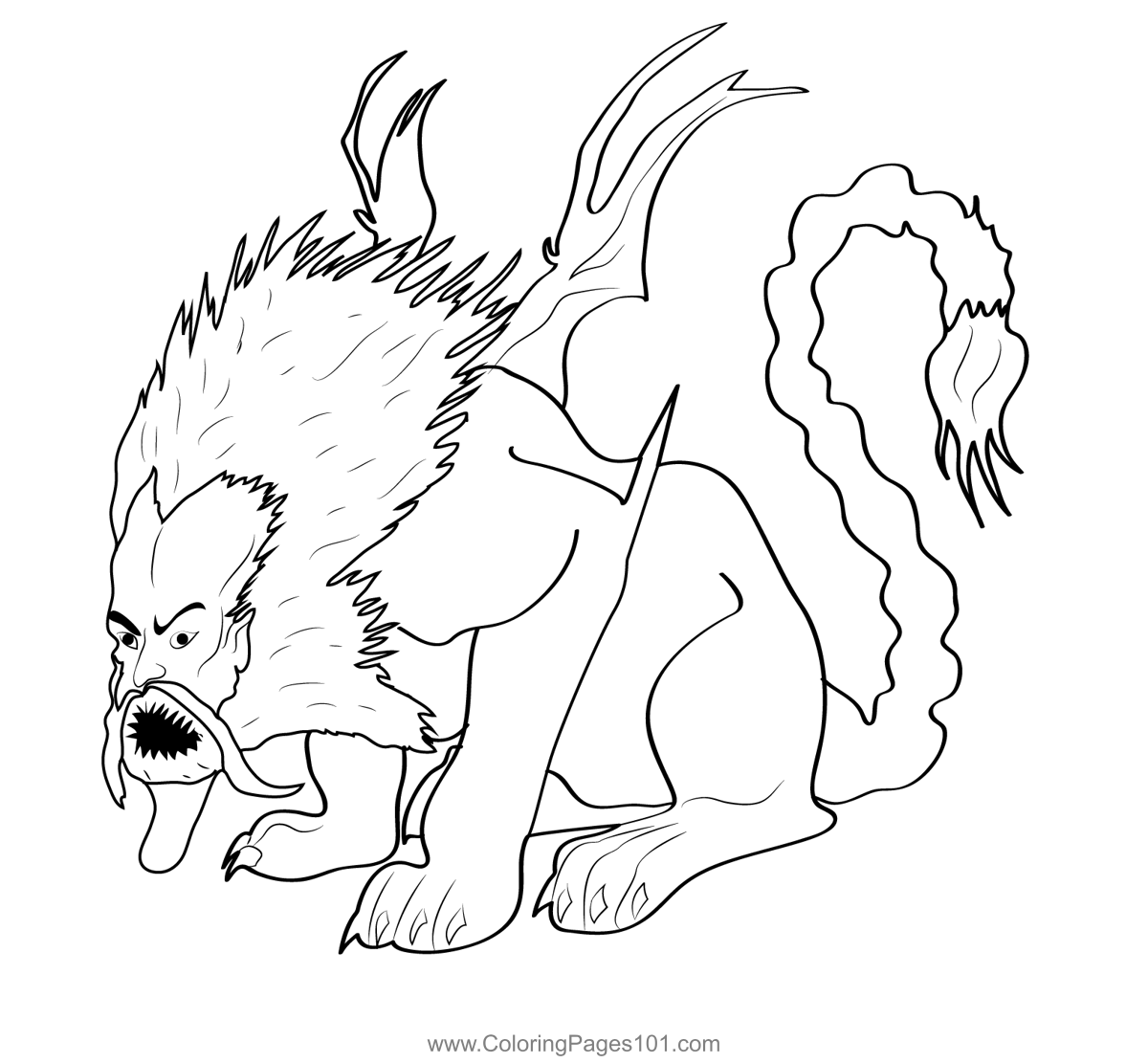 Manticora 1 Coloring Page for Kids - Free Manticoras Printable Coloring ...