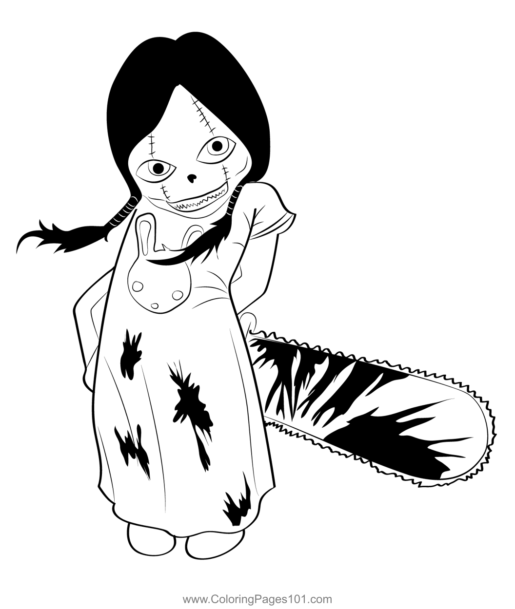 Zombie Girl Coloring Page for Kids - Free Zombies Printable Coloring ...