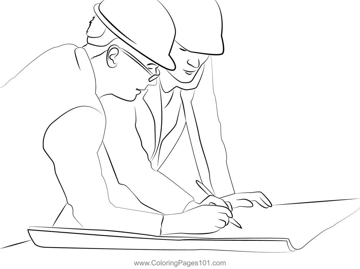 Architect Discussing Plans Coloring Page for Kids - Free Architects ...