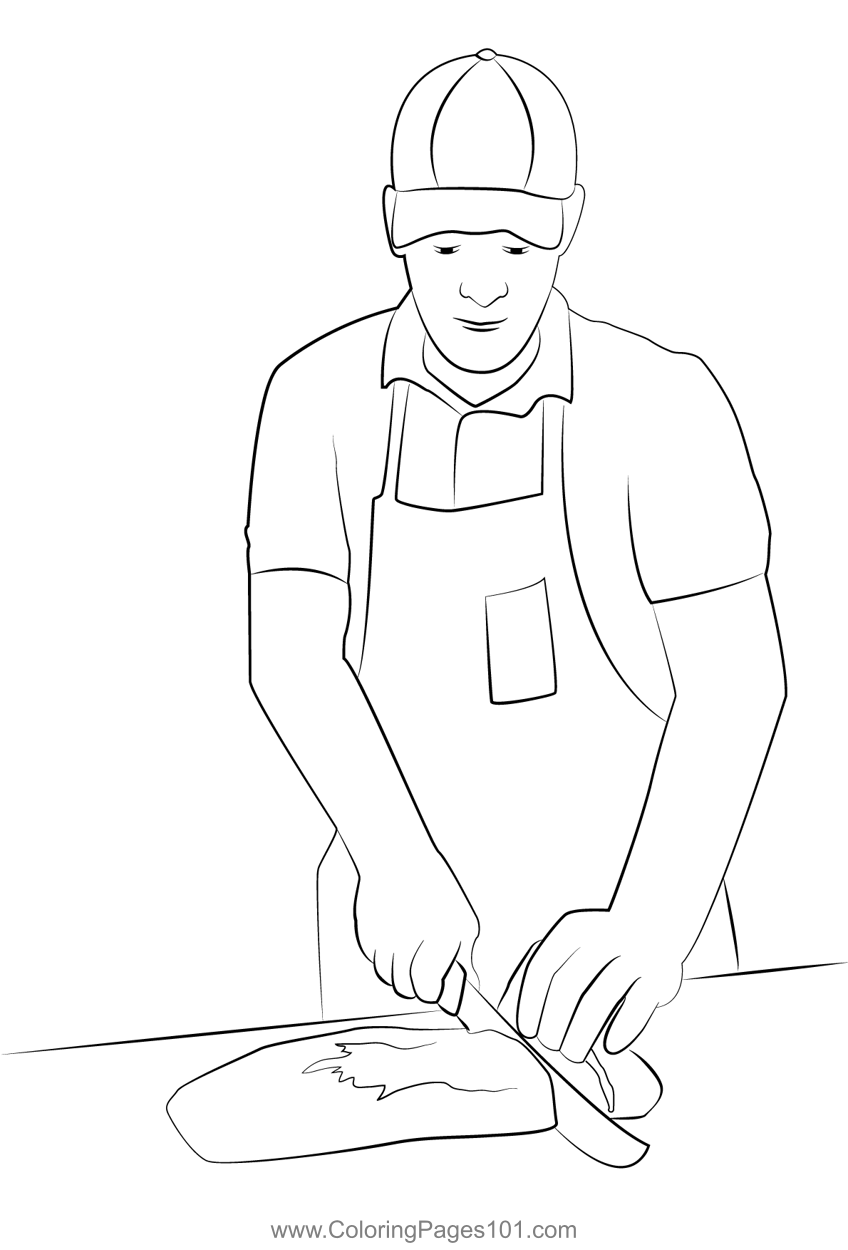Butcher Coloring Fleischer Malvorlage Slager Kleurplaat Carnicero ...