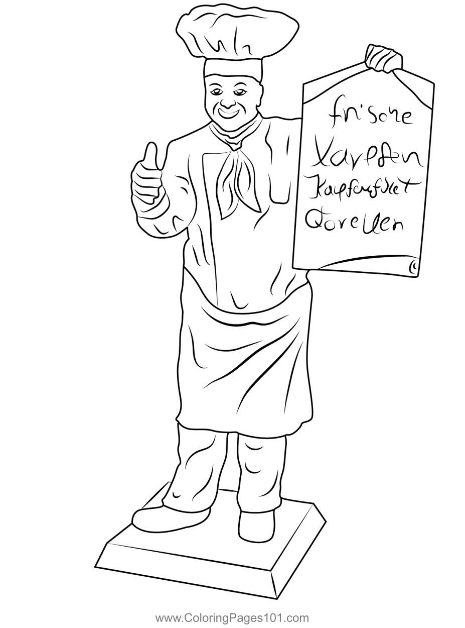 Chef Sculpture Coloring Page for Kids - Free Chefs Printable Coloring ...