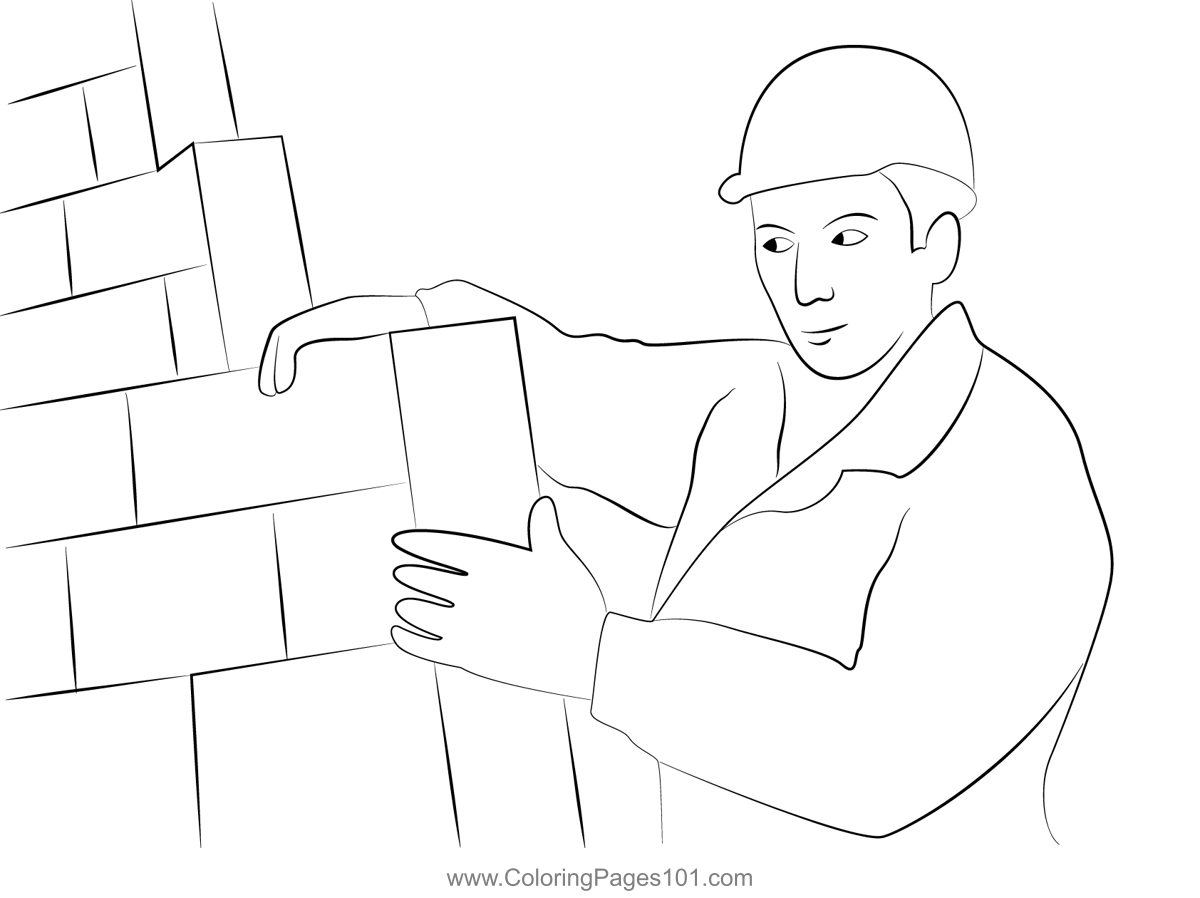 Construction Mason Worker Coloring Page for Kids - Free Construction ...