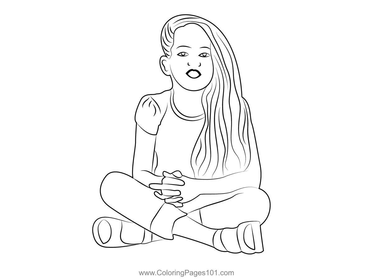 Girl Sitting Down Coloring Pages 2025 