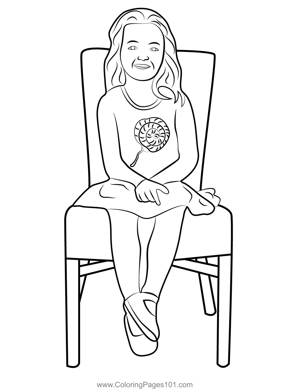 Girl Sitting On Chair Coloring Page For Kids Free Girls Printable
