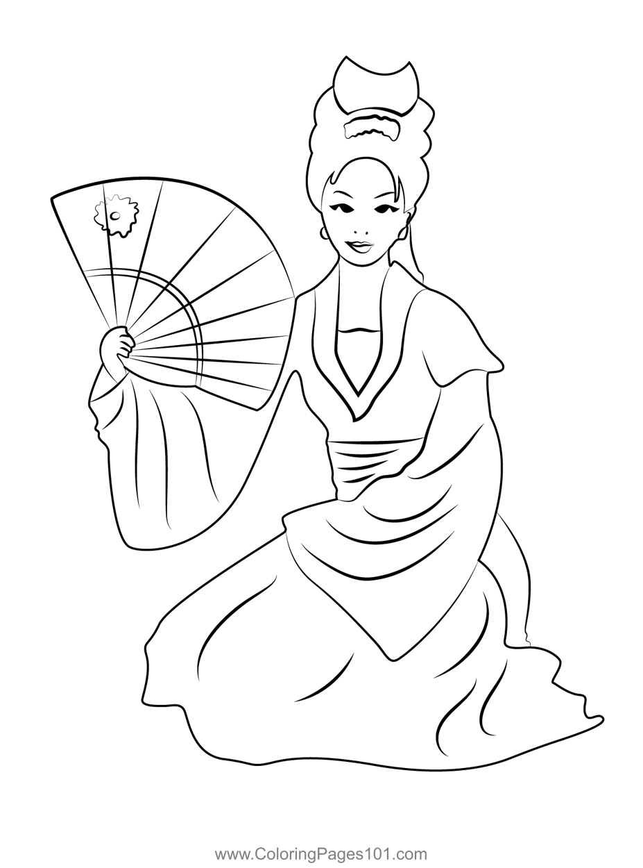 Japanese Geisha Coloring Pages
