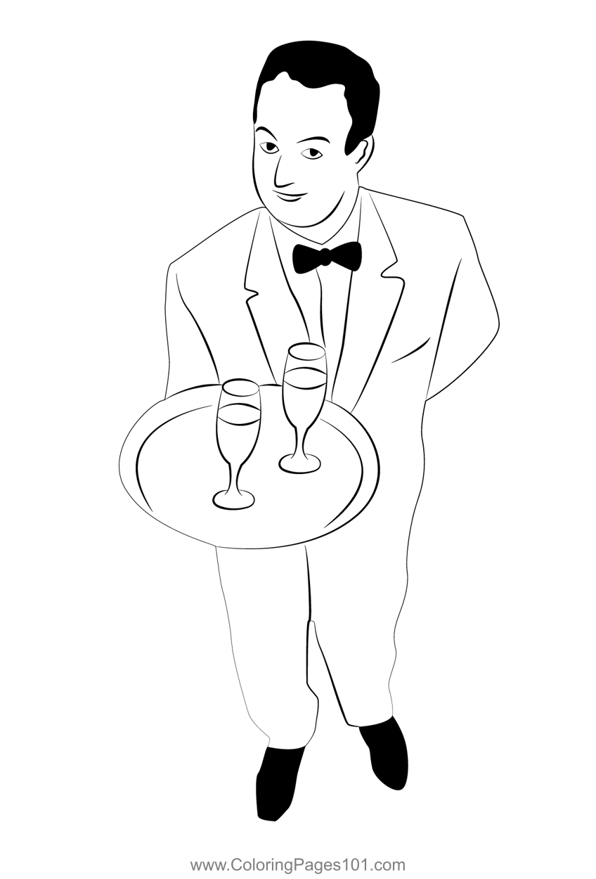 Waiter 4 Coloring Page for Kids - Free Waiters Printable Coloring Pages ...