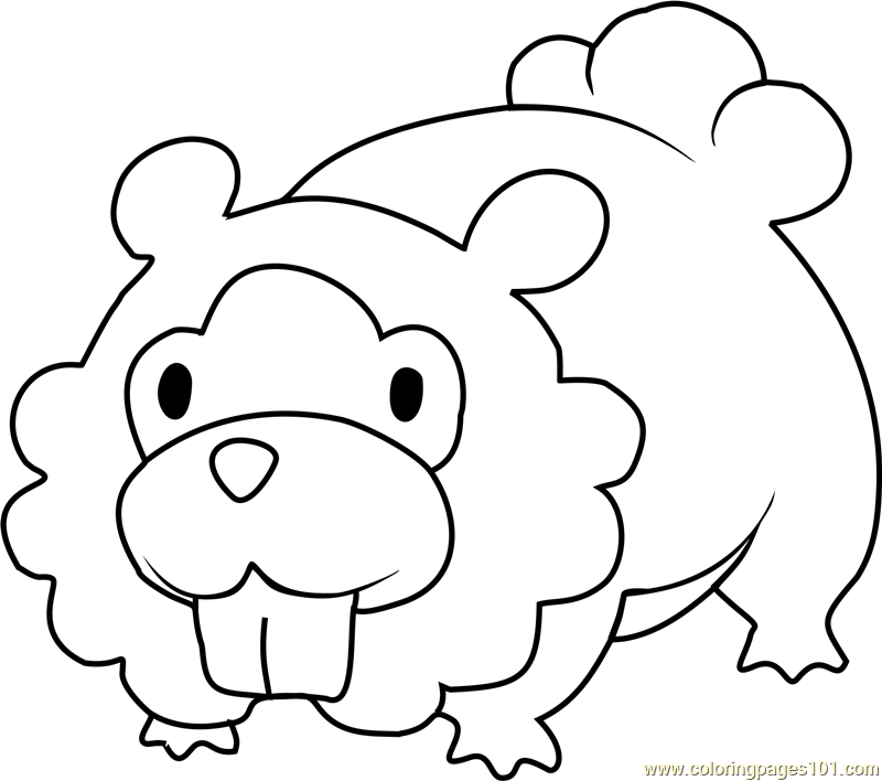 Bidoof Pokemon Coloring Page for Kids - Free Pokemon Printable Coloring ...