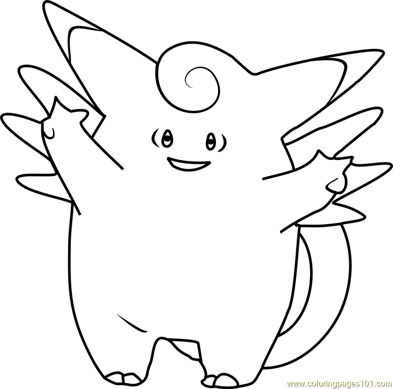 Clefable Pokemon Coloring Page for Kids - Free Pokemon Printable ...