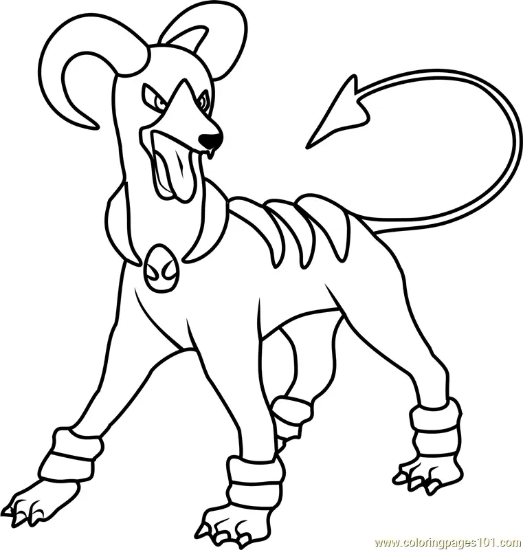 Houndoom Pokemon Coloring Page for Kids - Free Pokemon Printable ...