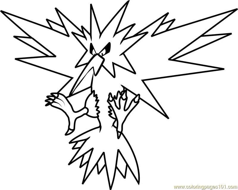 Zapdos Pokemon Coloring Page for Kids - Free Pokemon Printable Coloring ...