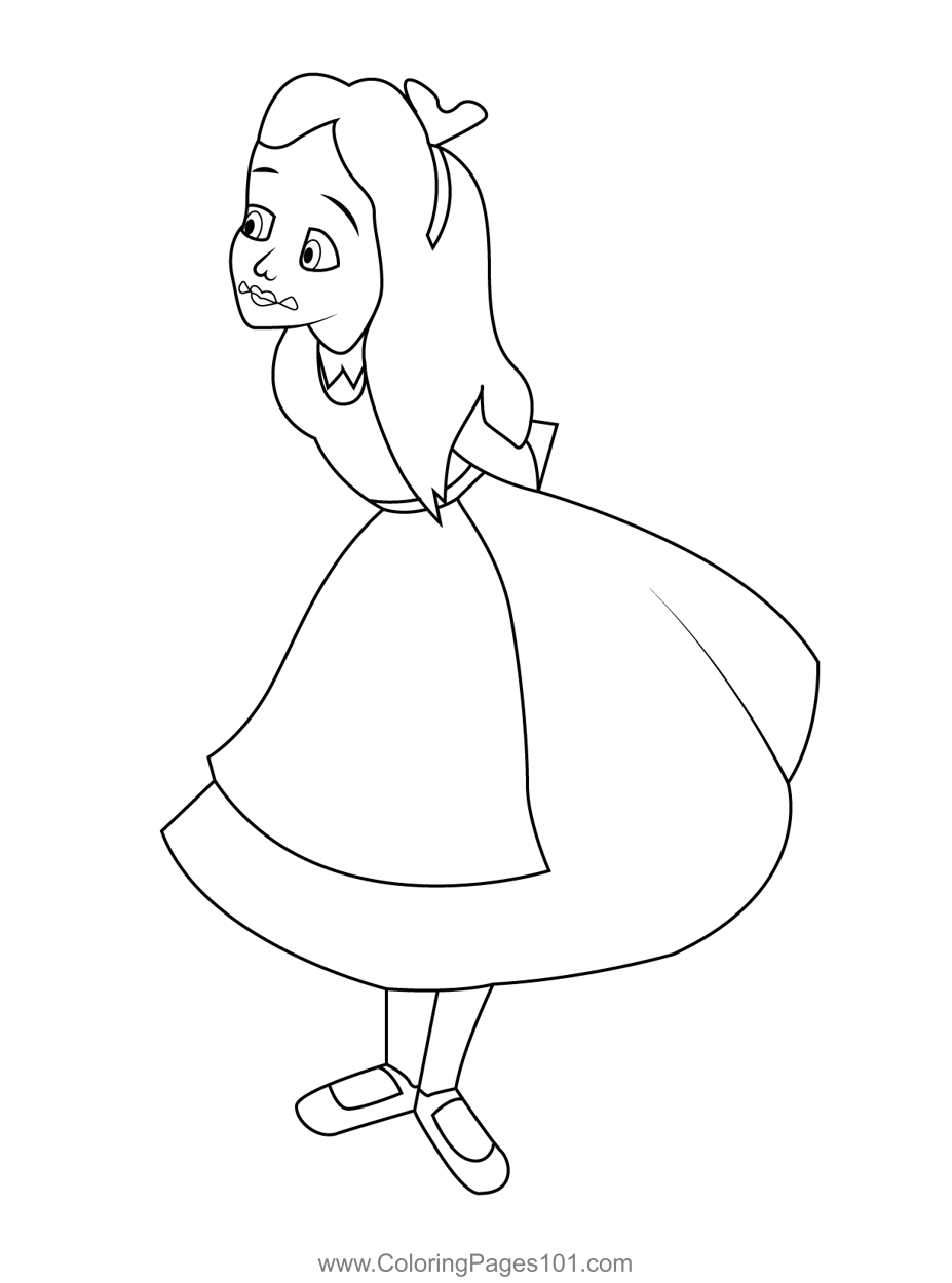 Funny Princess Alice Coloring Page for Kids - Free Alice Printable ...