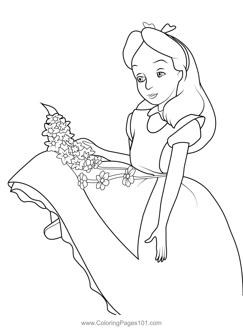 Princess Alice 1 Coloring Page for Kids - Free Alice Printable Coloring ...