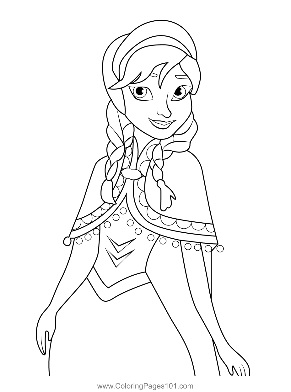 Princess Anna 1 Coloring Page for Kids - Free Anna Printable Coloring ...