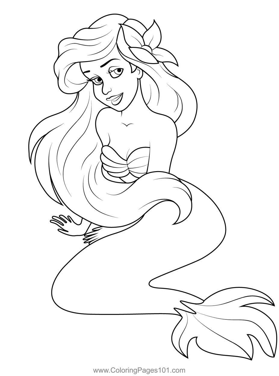 Ariel Dreaming Coloring Page For Kids Free Ariel Printable Coloring
