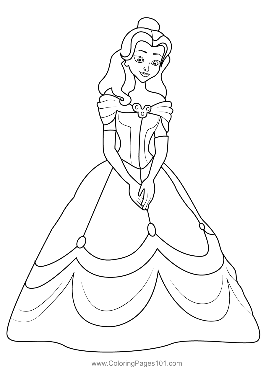 Belle Princess Coloring Page for Kids - Free Belle Printable Coloring ...