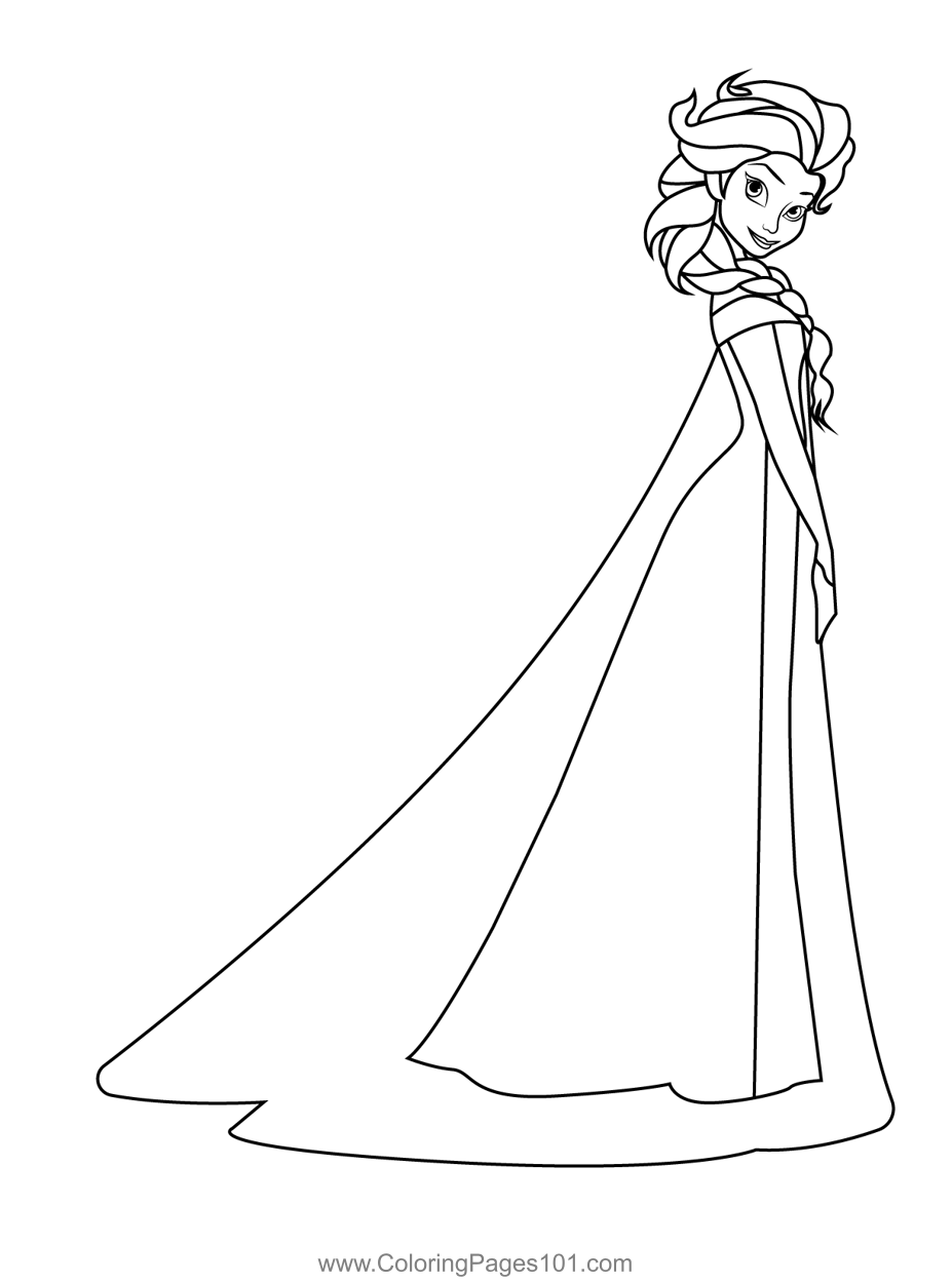 Princess Elsa 2 Coloring Page for Kids - Free Elsa Printable Coloring ...