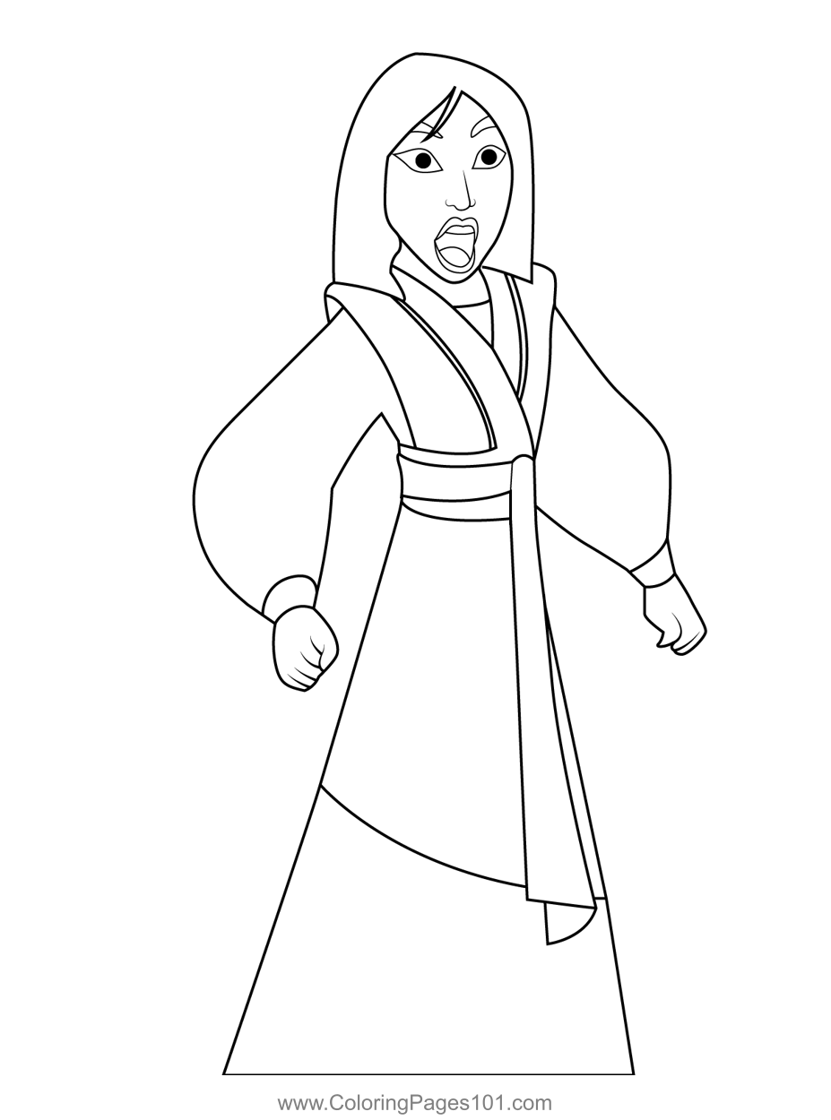 Princess Fa Mulan 3 Coloring Page for Kids - Free Fa Mulan Printable ...
