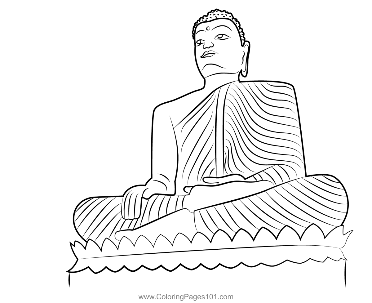 Buddha Coloring Statue Pages Drawing Printable Colouring Lord Outline ...
