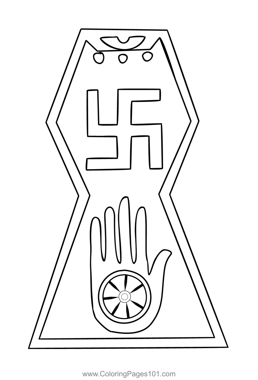 Jain Symbol Coloring Page for Kids - Free Hinduism Printable Coloring ...