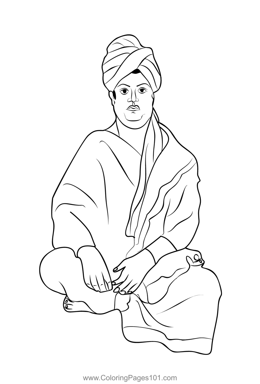 Swami Vivekananda Coloring Page for Kids - Free Hinduism Printable ...