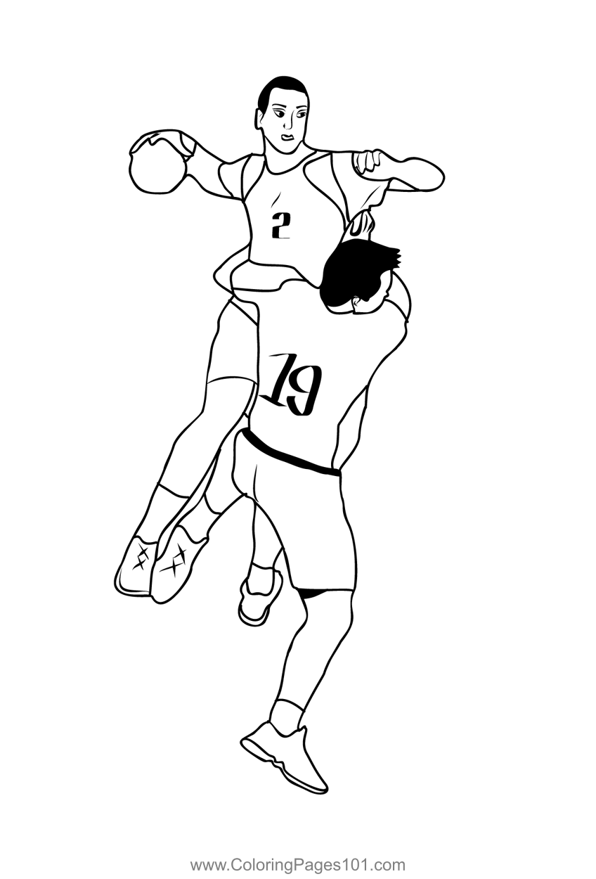 Handball 2 Coloring Page for Kids - Free Handball Printable Coloring ...