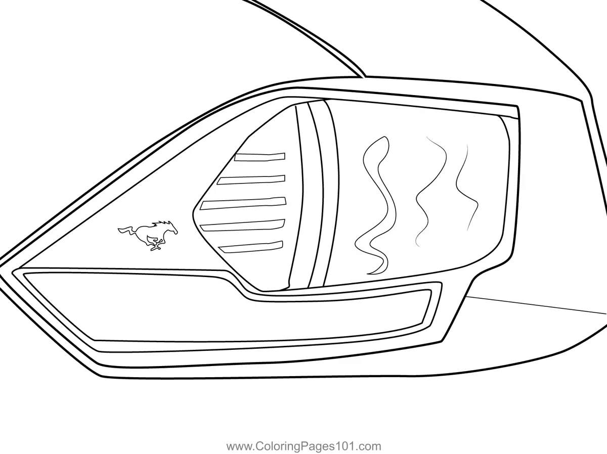Ford Mustang Bullitt Headlamp Coloring Page for Kids - Free Cars ...