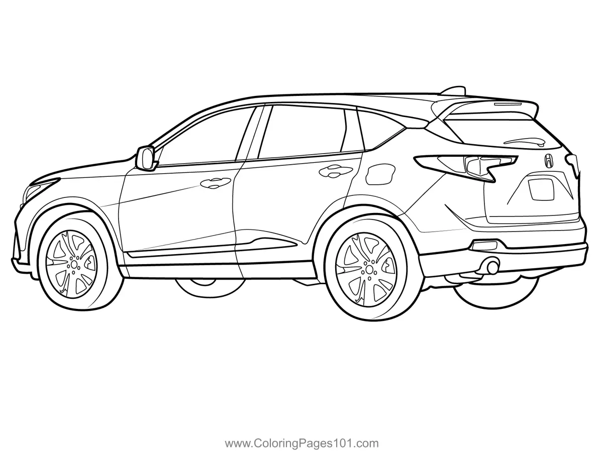 2019 Acura RDX Rear View Coloring Page for Kids - Free Cars Printable ...