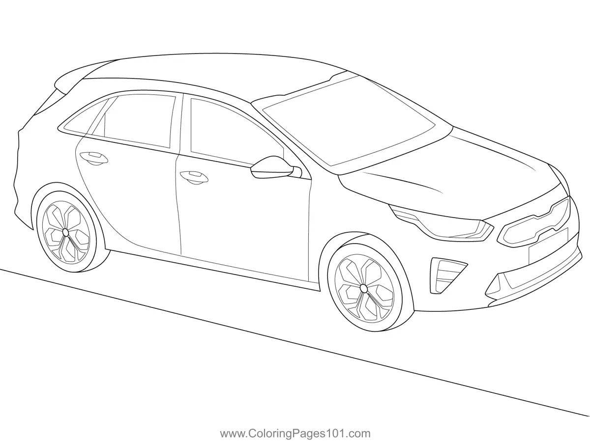 Kia Ceed 2019 Vehicle View Coloring Page for Kids - Free Cars Printable ...
