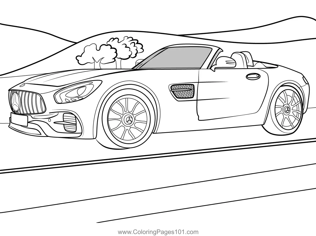 Mercedes AMG GT Roadster View Coloring Page for Kids - Free Cars ...