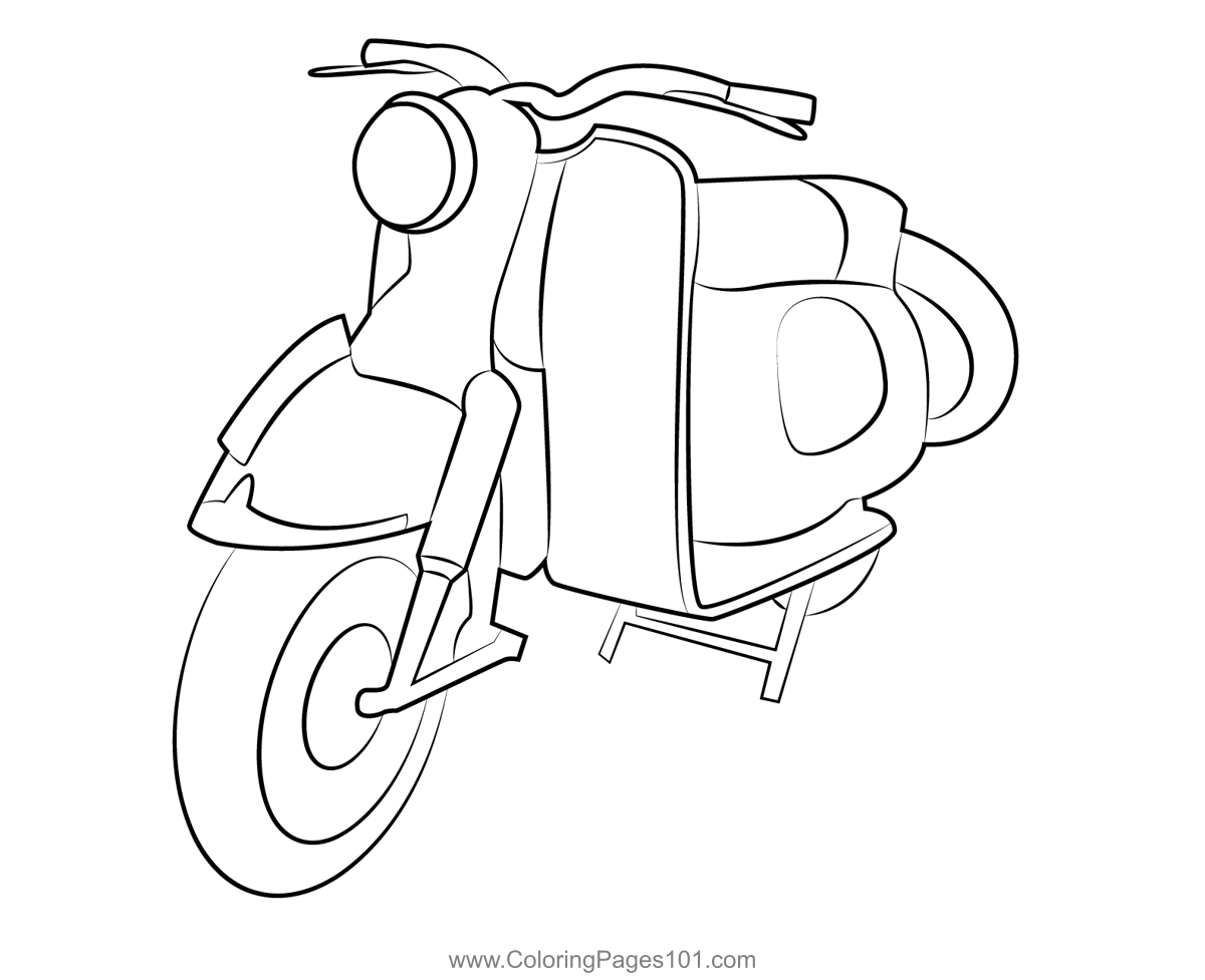 Motor Scooter Coloring Page for Kids - Free Scooters Printable Coloring ...