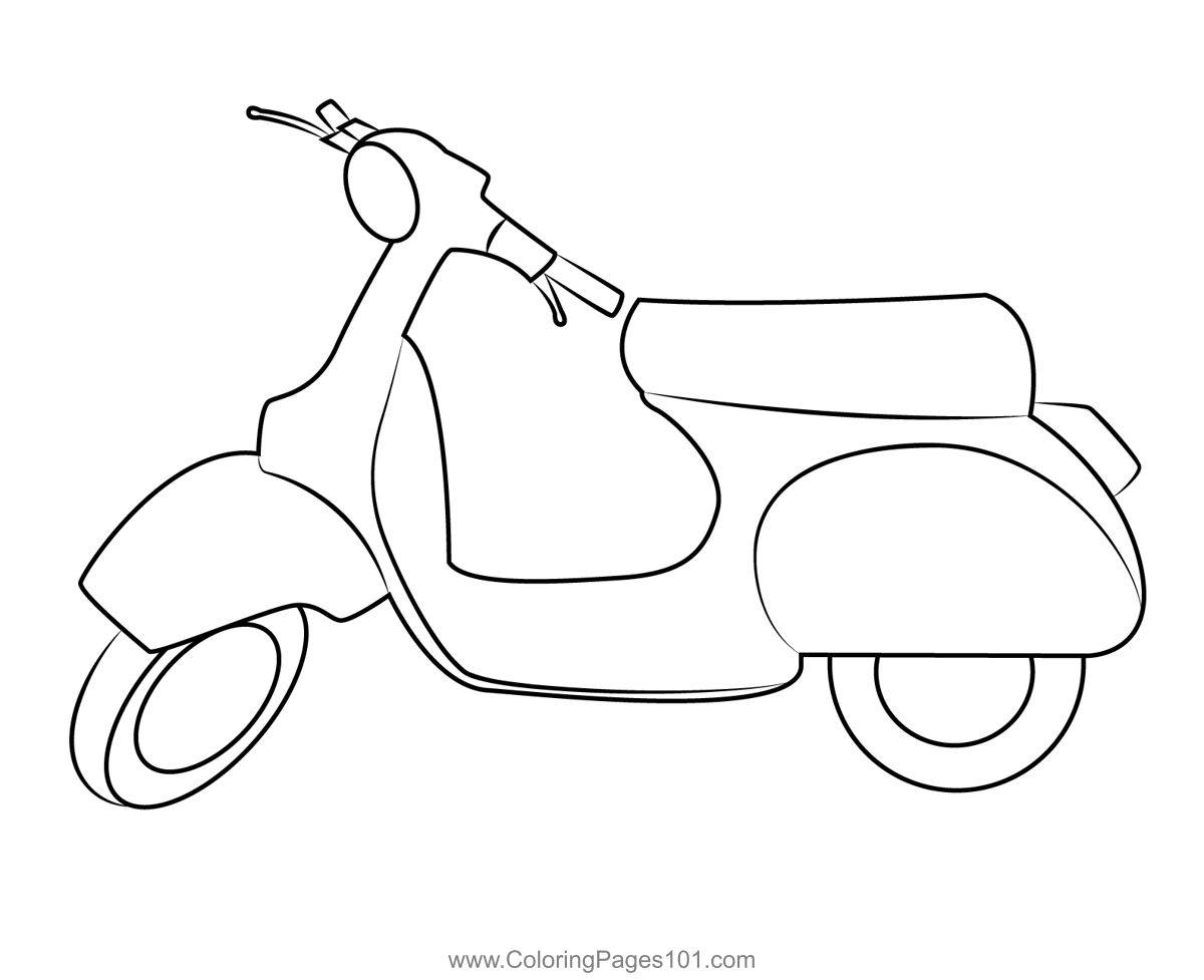 Old Scooter Coloring Page for Kids - Free Scooters Printable Coloring ...