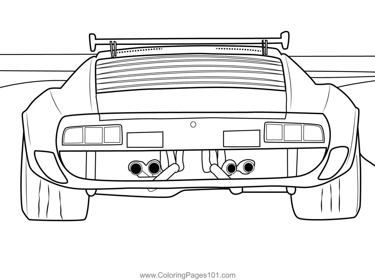 Vintage Lamborghini Miura SVR Rear Coloring Page for Kids - Free Sports ...