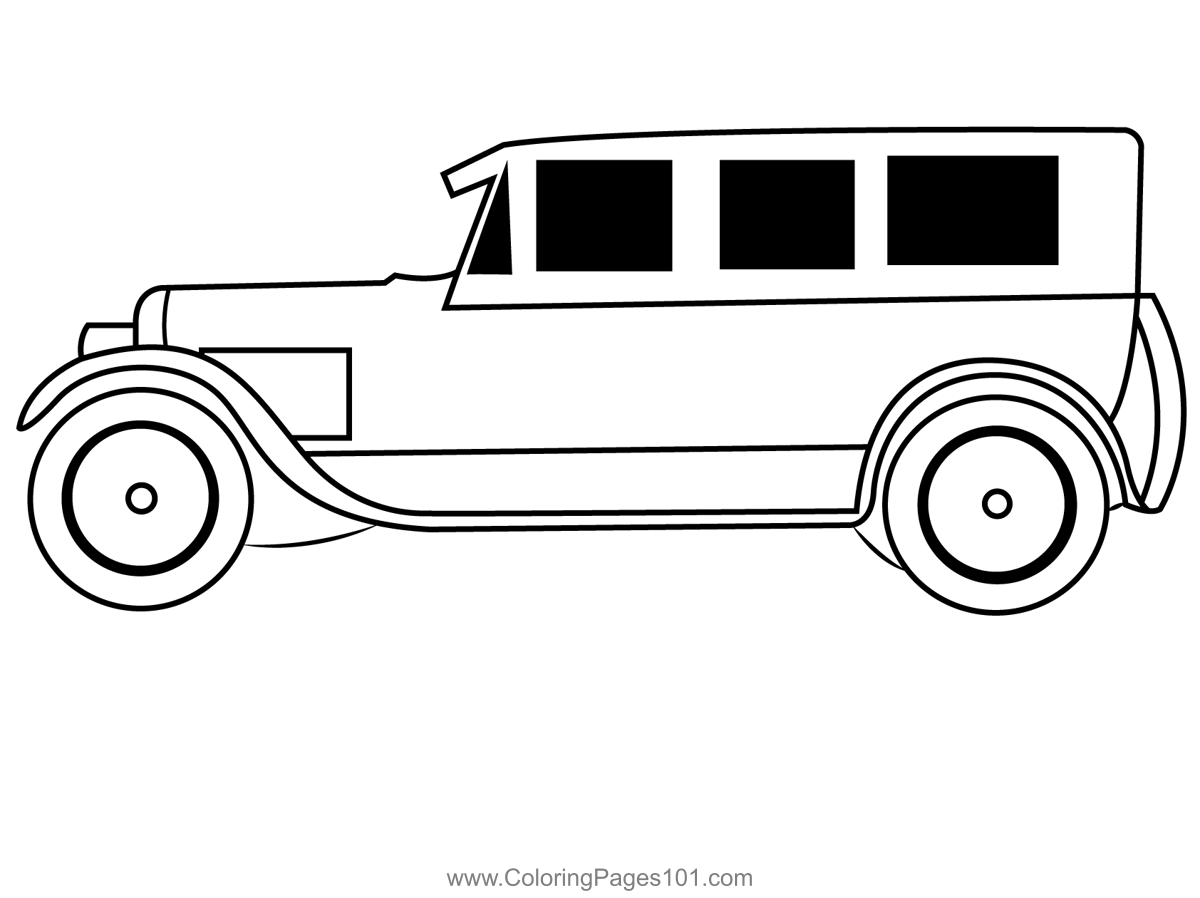 Retro Car Coloring Page for Kids - Free Vintage Cars Printable Coloring ...