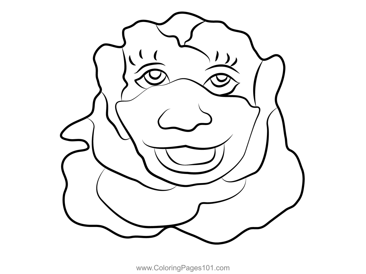 Cabbage Head Coloring Page for Kids - Free Cabbage Printable Coloring ...