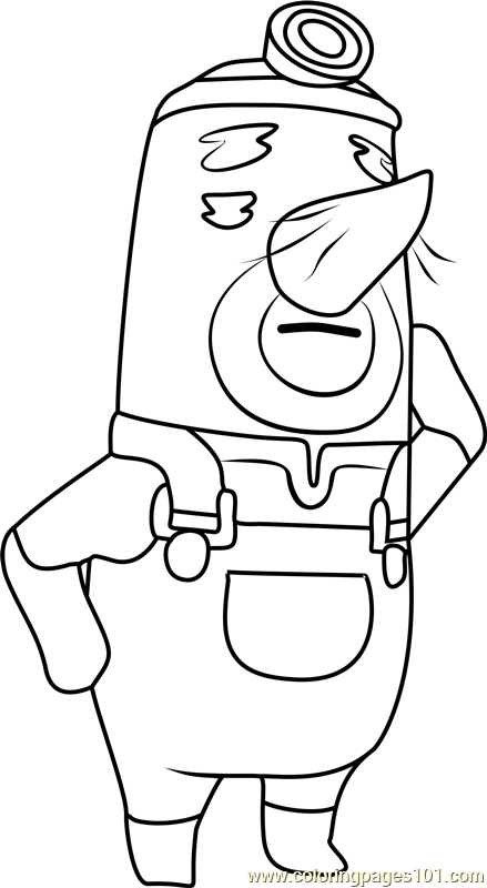 Don Resetti Animal Crossing Coloring Page for Kids - Free Animal ...