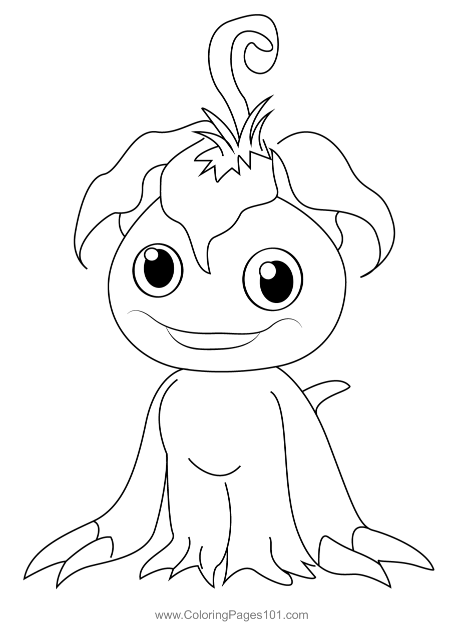 Smiling Palmon Coloring Page for Kids - Free Digimon Printable Coloring ...