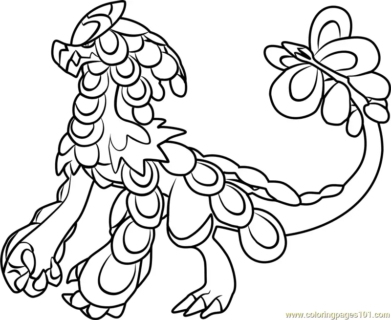 Kommo-o Pokemon Sun and Moon Coloring Page for Kids - Free Pokemon Sun ...