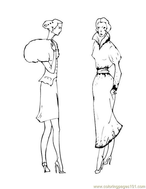Fashion Model Outline Coloring Pages