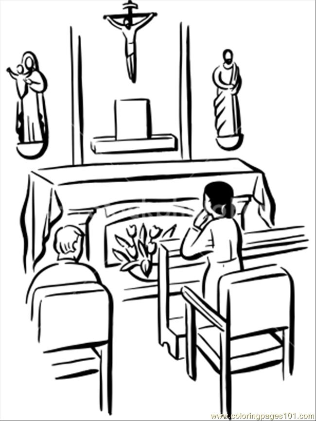 Inside A Church Colouring Pages Sketch Coloring Page