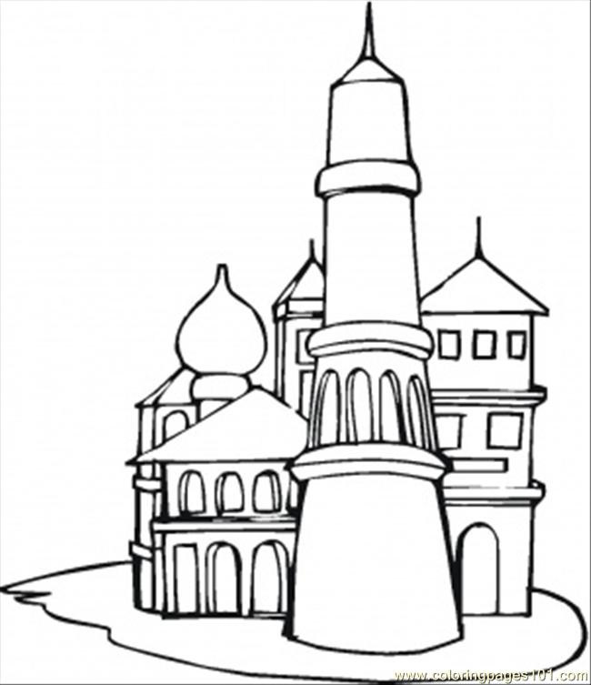 Russia Famous Kremlin Moscow Coloring Places Landmarks Pages Landmark ...