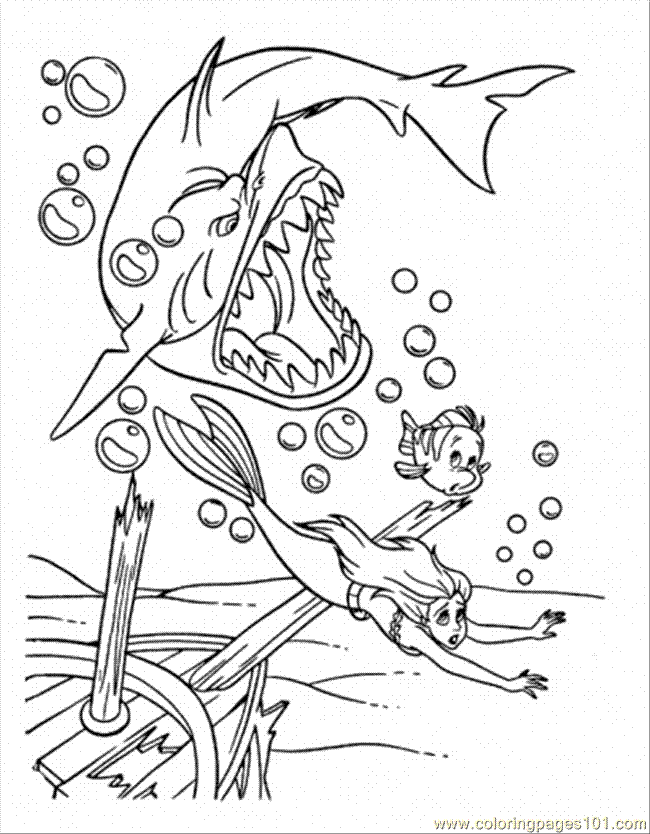 Little Mermaid Fish Coloring Coloring Pages